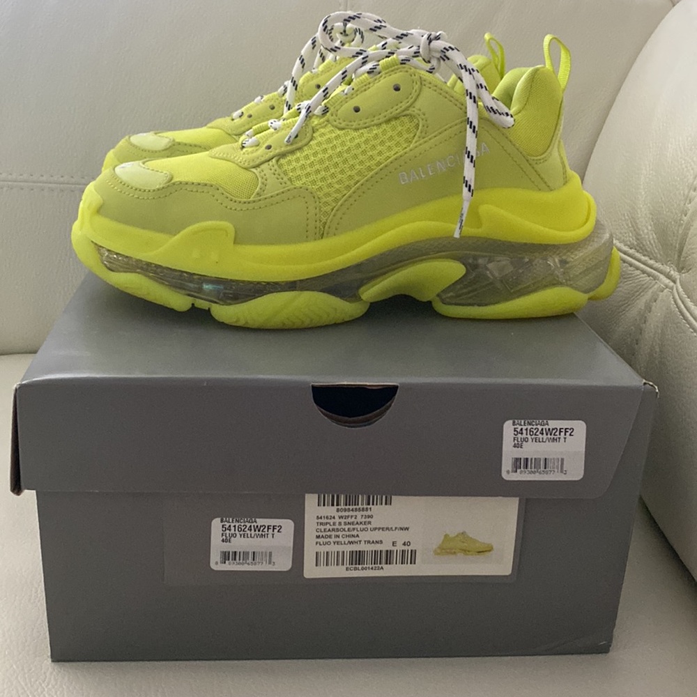 Balenciaga Fluorescent Yellow Triple S Sneakers - Gem